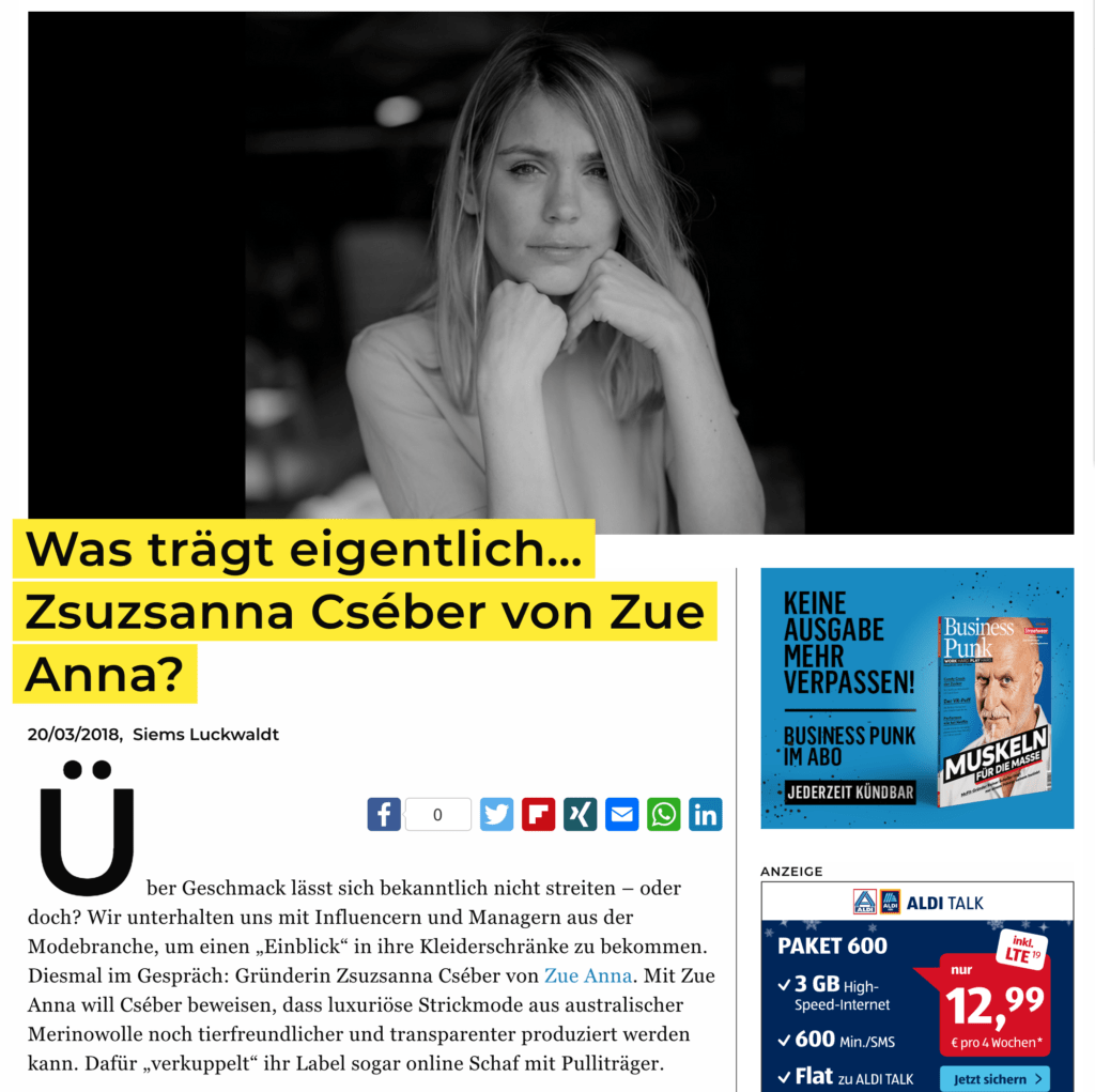 Was trägt eigentlich: Zsuzsanna Cséber von Zue Anna? (für Business-Punk ...